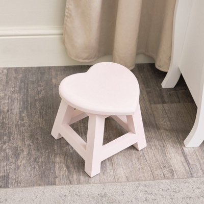 Melody Maison Small Pink Wooden Heart Stool