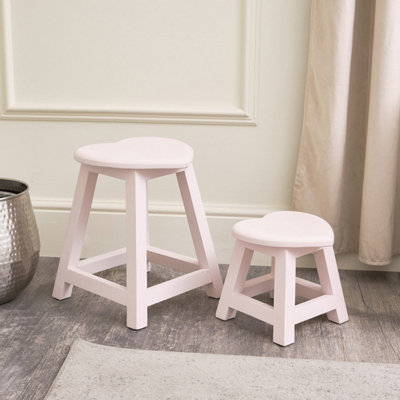 Melody Maison Small Pink Wooden Heart Stool