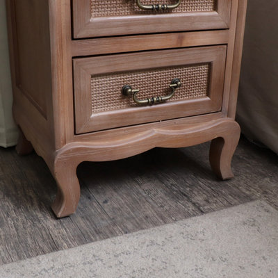 Melody Maison Solid Wood 3 Drawer Bedside Table - Hessian Range