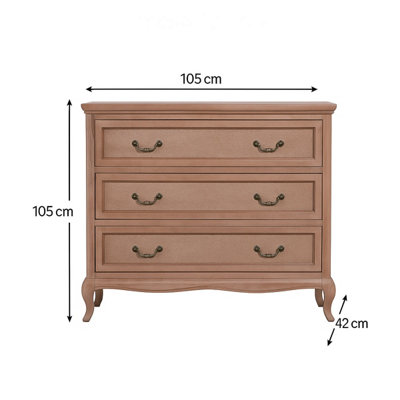 Melody Maison Solid Wood 3 Drawer Chest Of Drawers - Hessian Range