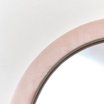 Melody Maison Tall Baby Pink Velvet Arched Frame Wall Mirror 54cm x 142cm