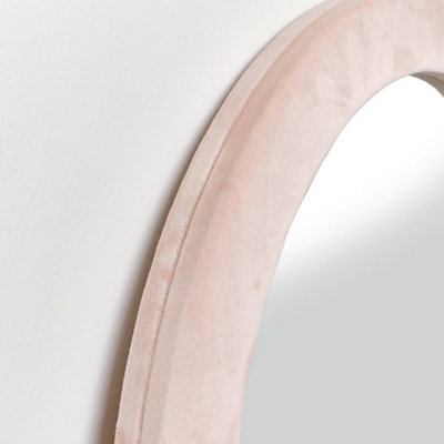 Melody Maison Tall Baby Pink Velvet Arched Frame Wall Mirror 54cm x 142cm