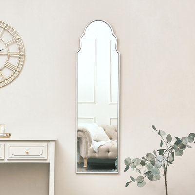Melody Maison Tall Slim Silver Arch Wall Mirror 133cm x 38cm | DIY at B&Q