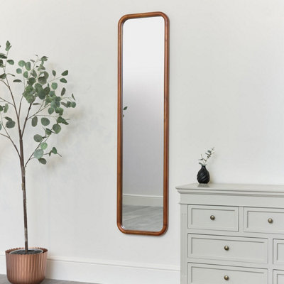 Melody Maison Tall Wooden Curved Framed Wall Mirror - 160cm x 40cm