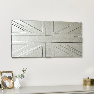Melody Maison Union Jack Antique Glass Wall Mirror - 90cm x 45cm | DIY ...