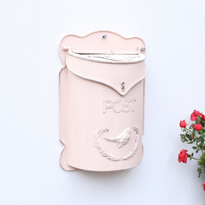 Melody Maison Wall Mounted Metal Light Pink Post Box