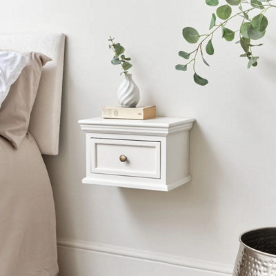 Melody Maison White Wall Mounted Bedside Table - Daventry White Range
