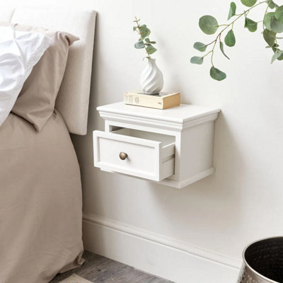 Melody Maison White Wall Mounted Bedside Table - Daventry White Range