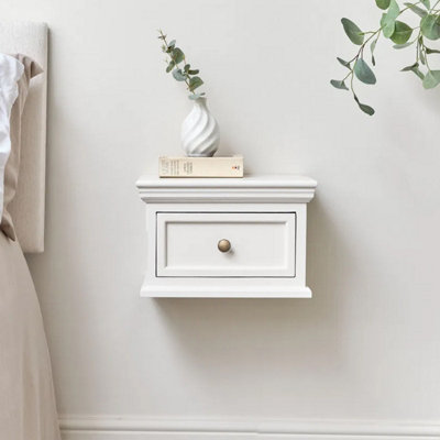 Melody Maison White Wall Mounted Bedside Table - Daventry White Range