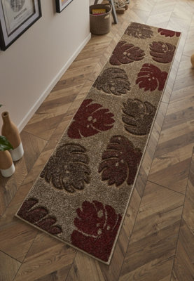 Melrose Carved Leaf Design Area Runner Rug 60/230cm