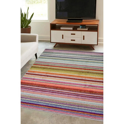 Melrose Chateau Multicoloured Striped Indoor Large Area Rug 160/230cm