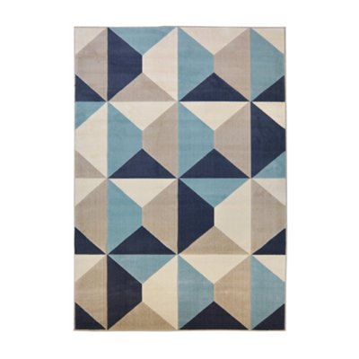 Melrose Creation Teal Tile Geometric Design Medium Indoor Area Rug 120 ...
