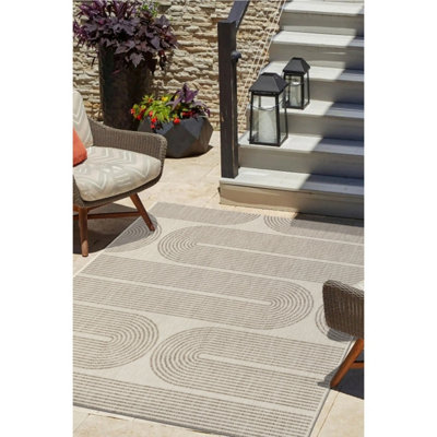 Melrose Eden Multi Patterned Natural Arc Design Indoor Outdoor 3mm Pile ...