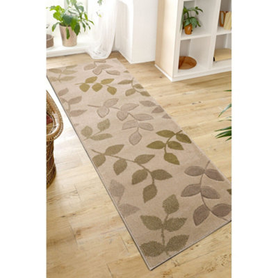Melrose Leaf Green Geometric Design Medium Indoor Area Runner Rug 060/200cm