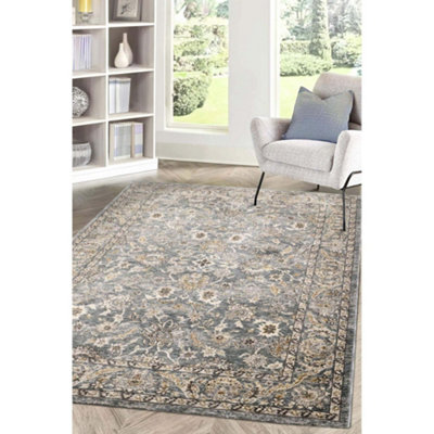 Melrose Traditional Medallion Grey Design Living Indoor Large Area Rug ...