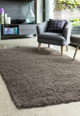 Melrose Venus Shaggy Dark Natural High Pile Large Area Rug 140/200cm ...