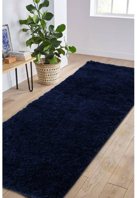 Melrose Venus Shaggy High Pile Navy Runner Rug 067/200cm | DIY at B&Q