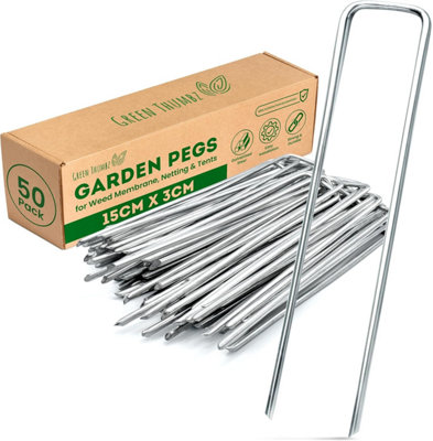 Membrane Garden Pegs 50 Pack - 6" Galvanized Metal for Netting ...