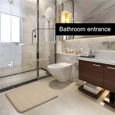 Memory Foam Bath Shower Mats Cream Bathroom Rug Super Soft Water ...