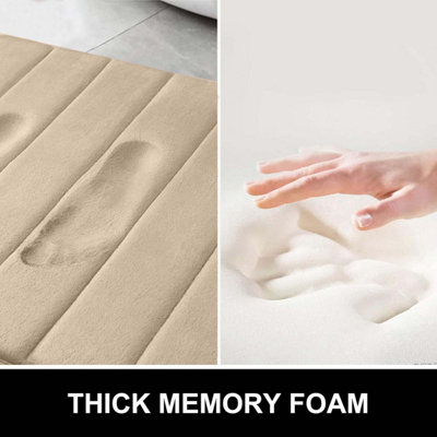 Memory Foam Bath Shower Mats Cream Bathroom Rug Super Soft Water ...
