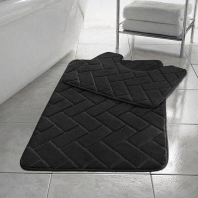 Memory Foam Blocks Anti Slip Bath Mat Set 2 Piece