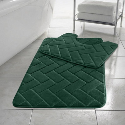 Memory Foam Blocks Anti Slip Bath Mat Set 2 Piece | DIY at B&Q