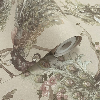 Menali Peacock Wallpaper Beige Holden 36271
