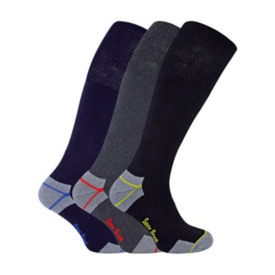 Mens 3 Pack Knee High Work Socks - 6-11 UK - Black