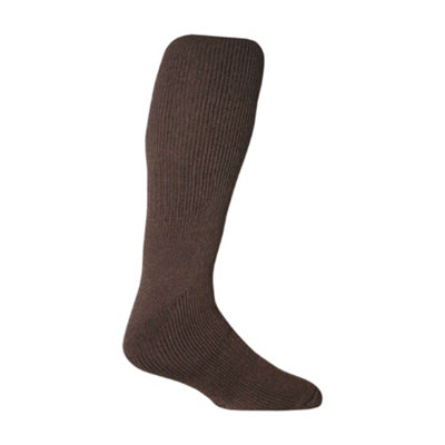 Mens Extra Long Knee High Thermal Socks - 6-11 - Brown