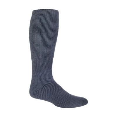 Mens Extra Long Knee High Thermal Socks - 6-11 - Denim