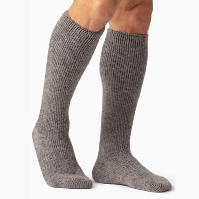 Mens Extra Long Knee High Thermal Wool Socks - 6-11 - Charcoal