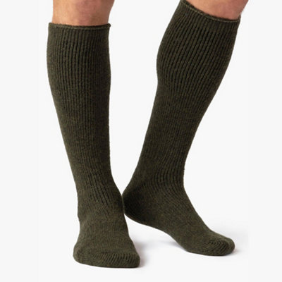 Mens Extra Long Knee High Thermal Wool Socks - 6-11 - Charcoal