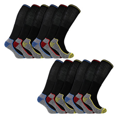 Mens Knee High Bamboo Work Socks - 6-11 - 12 Pack