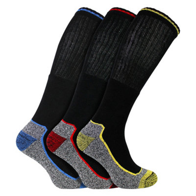 Mens Knee High Bamboo Work Socks - 6-11 - 3 Pack