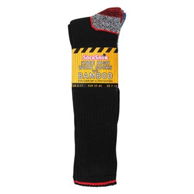 Mens Knee High Bamboo Work Socks - 6-11 - 3 Pack