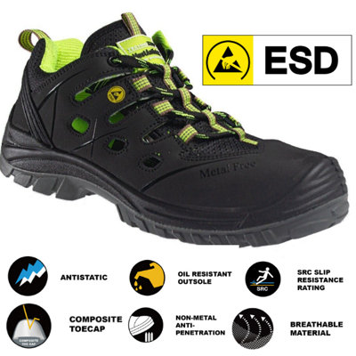 MENS & LADIES LACE UP SAFETY SANDALS WITH A COMPOSITE TOECAP AND ESD LINING