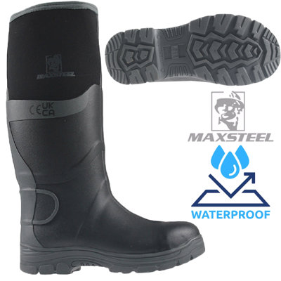 Mens Maxsteel Safety Neoprene Wellington S5 Steel Toe Cap Waterproof ...