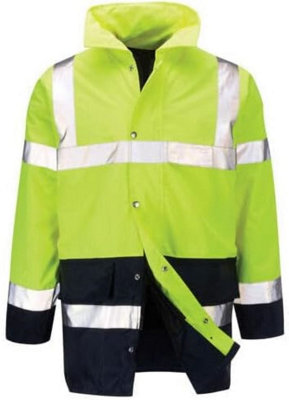 MENS WATERPROOF HI VIS BOMBER JACKET HIGH VISIBILITY COAT CONTRACTOR ...