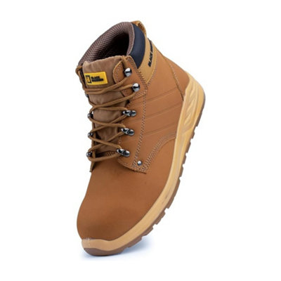 Mens Work Tan Safety Boots Steel Toe Cap Durable and Comfortable Safety ...