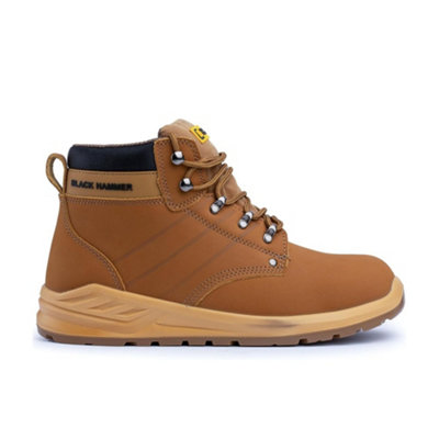 Mens Work Tan Safety Boots Steel Toe Cap Durable and Comfortable Safety ...