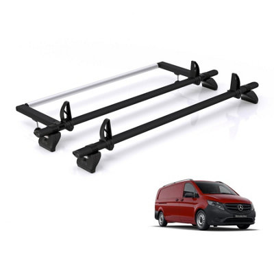Mercedes Vito Roof Rack for 2014+ (Compact/Long) 2 Roof Bars +Roller ...