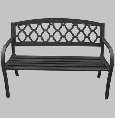 Mercer Leisure Garden Metal Bench Hexagon Shaped Design Back
