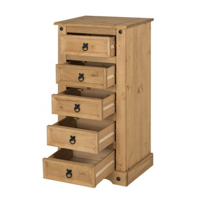 Mercers Furniture Corona 5 Drawer Narrow Chest of Drawers Solid Wood ...