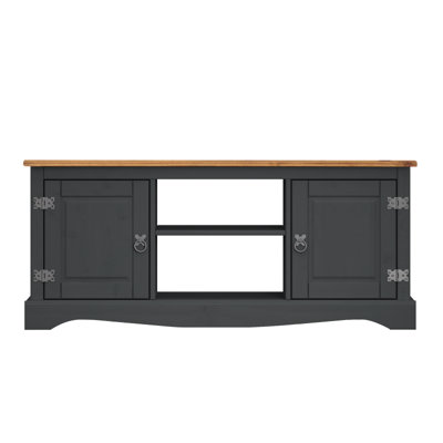 Mercers Furniture Corona Charcoal 2 Door Media Unit 1 Shelf TV Stand ...