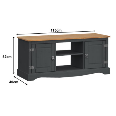 Mercers Furniture Corona Charcoal 2 Door Media Unit 1 Shelf TV Stand ...