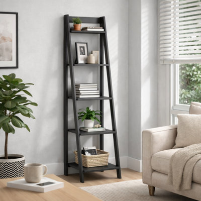 Mercers Furniture Corona Charcoal Ladder Bookcase Open Shelving Display ...