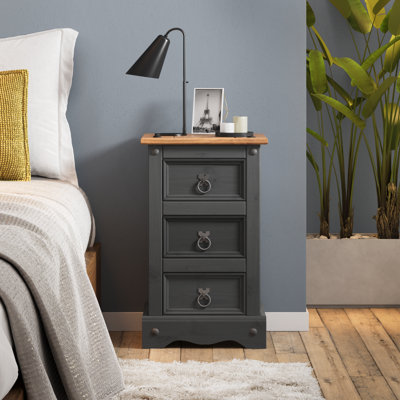 Mercers Furniture Corona Charcoal Narrow Bedside Cabinet Table Stand ...