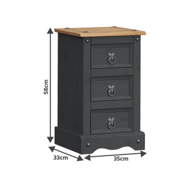 Mercers Furniture Corona Charcoal Narrow Bedside Cabinet Table Stand ...