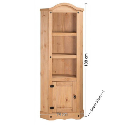 Mercers Furniture Corona Corner Display Unit 1 Door Bookcase Solid Pine ...