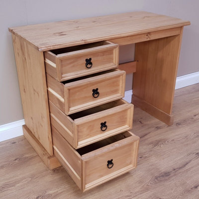 Mercers Furniture Corona Dressing Table 4 Drawer Desk Solid Pine with Mexican Styling